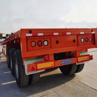 China Commercial 3 Axle Extendable 40ft 60 Ton Flatbed Semi Trailer , Platform Semi Trailer For Tractor Truck And Cargo Transportation for sale