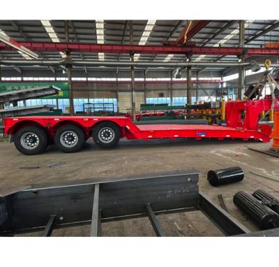 China Hydraulic Detachable Gooseneck Semi Truck Lowboy Trailer , Heavy Machine Transport Lowboy Trailer For Zimbabwe for sale