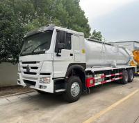 China HOWO Heavy Duty 6 Wheels Sewage Truck 10CBM Tank Volume Red Color Left Hand Driving for sale