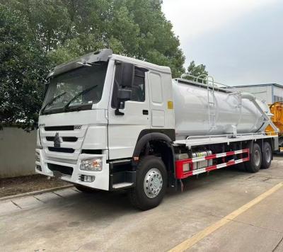 China HOWO Heavy Duty 6 Wheels Sewage Truck 10CBM Tank Volume Red Color Left Hand Driving for sale