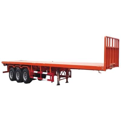 China New 3-Axle 12-Tire Flat Plate Semi-Trailer For Sale With Carrying Capacity Of 30-60 Tons Of 40-Foot Container for sale