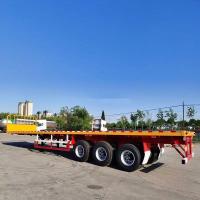 China 3-Axis / 4-Axis / 5-Axis 40-Foot Carbon Steel Aluminum Container Transport Flat Plate Semi-Trailer Original Tires (12R20) for sale