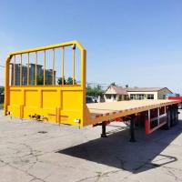 China 3-Axis / 4-Axis / 5-Axis 40-Foot Carbon Steel Aluminum Container Transport Flat Plate Semi-Trailer Original Tires (12R20) for sale