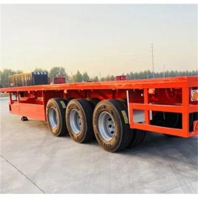 China 3 Axles Custom 2 4 5 6 Axles 40 Ft 12.00R20 Tire Container Transport Flatbed Semi-Trailer with Max Payload 30ton for sale