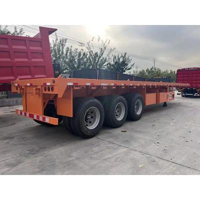 China Hot 20 Feet 40 Feet Container Transport 3-Axis Flat Plate Semi-Trailer with 12.5*2.5*1.55m 12r22.5 Customized for sale