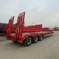 China Low Bed Semi-Trailer with 3 Axis Hydraulic Ladder and Automatic Ramps 40T-100T Load Capacity in South Africa for sale