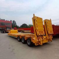 China Low Bed Semi-Trailer with 3 Axis Hydraulic Ladder and Automatic Ramps 40T-100T Load Capacity in South Africa for sale