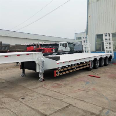 China 40-100ton Load 4 Axle Low Bed Semi-Trailer with 16 Tires and 12R20 Tire Model JOST Kingpin Bolted or Welded for sale