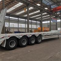 China 40-100ton Load 4 Axle Low Bed Semi-Trailer with 16 Tires and 12R20 Tire Model JOST Kingpin Bolted or Welded for sale