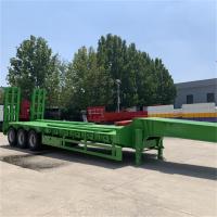 China 3-Axle 60t Dump Semi-Trailer with Hydraulic Ramp Low Bed Trailer and 4/5/6mm Thick Grid Plate for sale