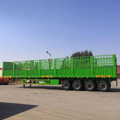 China Brand New 3 Axle 60 Ton 12.00R20 Tires 12 Tire Side Wall Trailer Post Fence Cargo Semi Trailer for sale