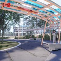 China Modern Art Outdoor Gallery Customized Size for Outdoor Steel Frame Landscape Pergola for sale