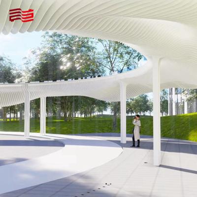 China Modern Style White Stainless Steel Art Gallery Steel Structure Sculpture Emberwind Pergola for sale