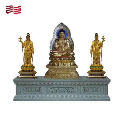 China Gilded Red Copper Buddha Statue for Temple Customized Size and Indoor Group Sculpture for sale