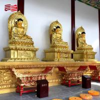 China Gilded Red Copper Buddha Statue for Temple Customized Size and Indoor Group Sculpture for sale