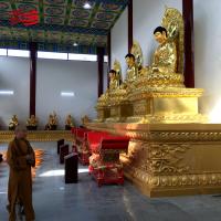 China Gilded Red Copper Buddha Statue for Temple Customized Size and Indoor Group Sculpture for sale