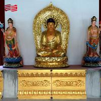 China Gilded Red Copper Buddha Statue for Temple Customized Size and Indoor Group Sculpture for sale