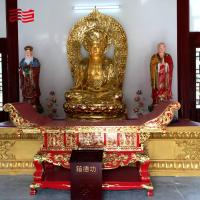 China Gilded Red Copper Buddha Statue for Temple Customized Size and Indoor Group Sculpture for sale