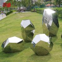 China Stainless Steel Stone Shaped Park Decoration Sculpture Customizable Metal Mirror Sculpture for sale
