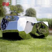 China Stainless Steel Stone Shaped Park Decoration Sculpture Customizable Metal Mirror Sculpture for sale