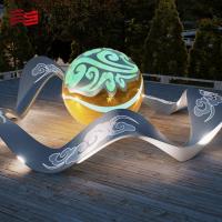 China Outdoor Landscape Stainless Steel Abstract Art Sculpture with Customized LED Lights for sale