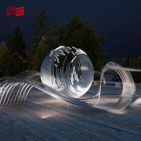 China Outdoor Landscape Stainless Steel Abstract Art Sculpture with Customized LED Lights for sale