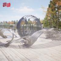 China Outdoor Landscape Stainless Steel Abstract Art Sculpture with Customized LED Lights for sale