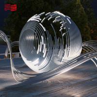 China Outdoor Landscape Stainless Steel Abstract Art Sculpture with Customized LED Lights for sale