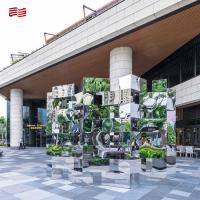 China Customizable Modern stainless steel sculpture Mirror square sculpture for city square for sale