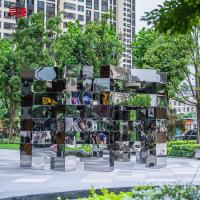 China Customizable Modern stainless steel sculpture Mirror square sculpture for city square for sale