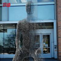 China Modernistic Style Stainless Steel Figure Sculpture with Superb Combination Metal Art for sale