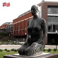 China Modernistic Style Stainless Steel Figure Sculpture with Superb Combination Metal Art for sale