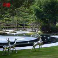 China Stainless Steel Park Landscape Sculpture with Custom Deer Shape and Print Method for sale