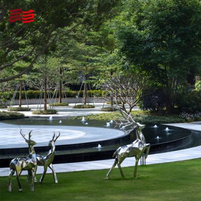 China Stainless Steel Park Landscape Sculpture with Custom Deer Shape and Print Method for sale
