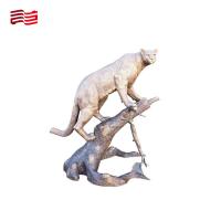 China Hand-forged Bronze Leopard Statue Custom Color for Metal Animal Sculpture in Life-size for sale