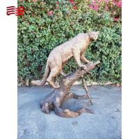 China Hand-forged Bronze Leopard Statue Custom Color for Metal Animal Sculpture in Life-size for sale