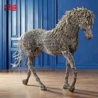 China Custom Life-Size Stainless Steel Animal Sculpture with Horse Pipe Statue Decoration for sale