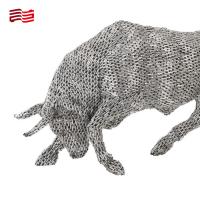 China Custom Metal Animal Statues Modernistic Life-Size Stainless Steel Bull Pipe Sculpture for sale
