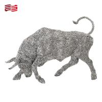 China Custom Metal Animal Statues Modernistic Life-Size Stainless Steel Bull Pipe Sculpture for sale