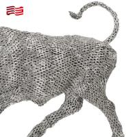 China Custom Metal Animal Statues Modernistic Life-Size Stainless Steel Bull Pipe Sculpture for sale