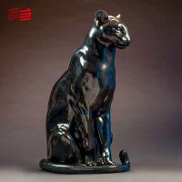 China Art Decoration Life-Size Bronze Panther Sculpture with Polished Finish in Custom Color for sale