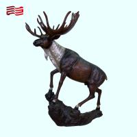 China Custom Color Metal Animal Statue Life-Size Bronze Moose Sculpture for Outdoor Display for sale