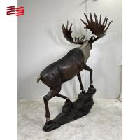 China Custom Color Metal Animal Statue Life-Size Bronze Moose Sculpture for Outdoor Display for sale