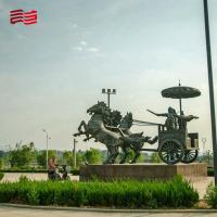China Custom Print Method Bronze Carriage Sculpture with Four Horses in Urban Landscape for sale
