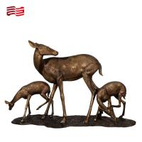 China Europe Regional Feature Bronze Sika Deer Sculpture for Custom Metal Animal Statues for sale