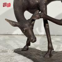 China Custom Printing Life-Size Bronze Sika Deer Sculpture for Large Metal Animal Statues for sale