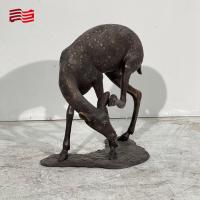 China Custom Printing Life-Size Bronze Sika Deer Sculpture for Large Metal Animal Statues for sale