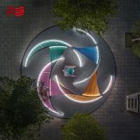 China Artistic Installation Theme Stainless Steel Revolving Structure Interactive Light Art for sale