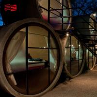 China SCULPTURE Custom Print Method for Unique Self-Contained Cottages Made from Cement Tubes for sale