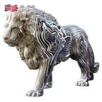 China Custom Metal Animal Statues Art Decoration with Large Stainless Steel Lion Sculptures for sale